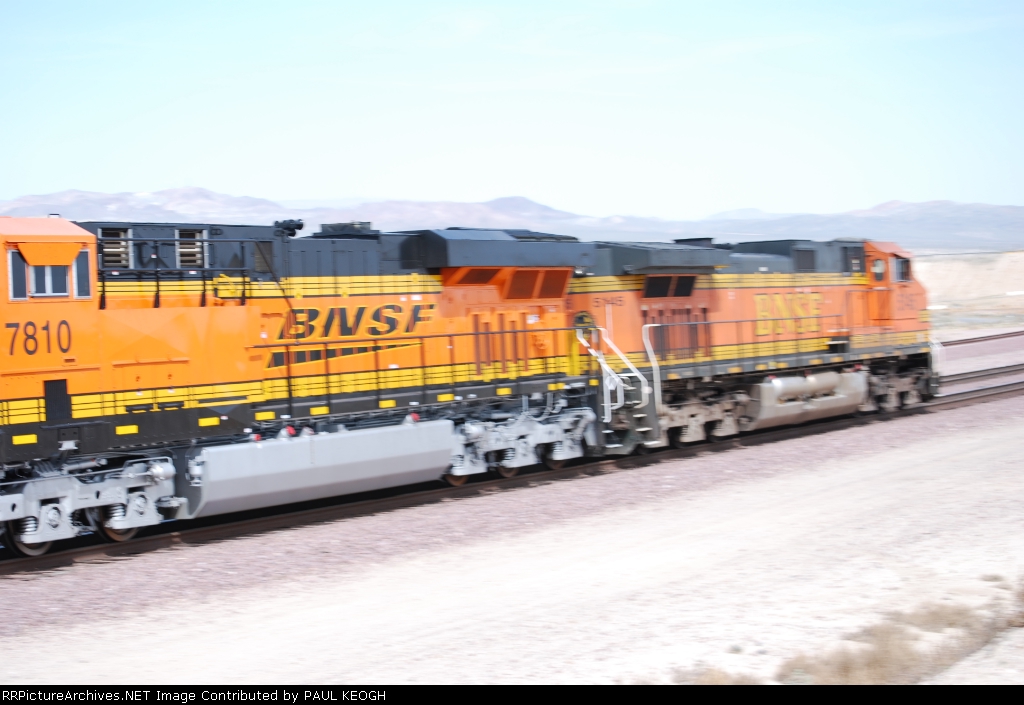 BNSF 5145 Leads a Brand New BNSF 7810 eastbound into the BNSF Barstow Depot for a crew change.